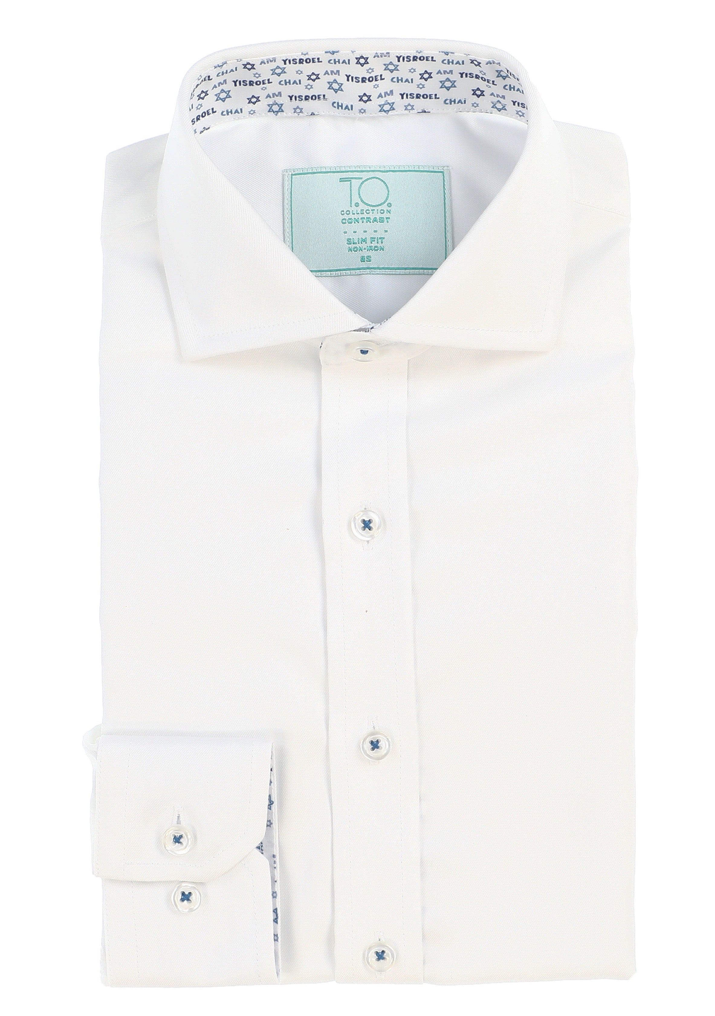 T.O. Boy's Green Label Israel Non-Iron Contrast Shirt - Blue – The His ...