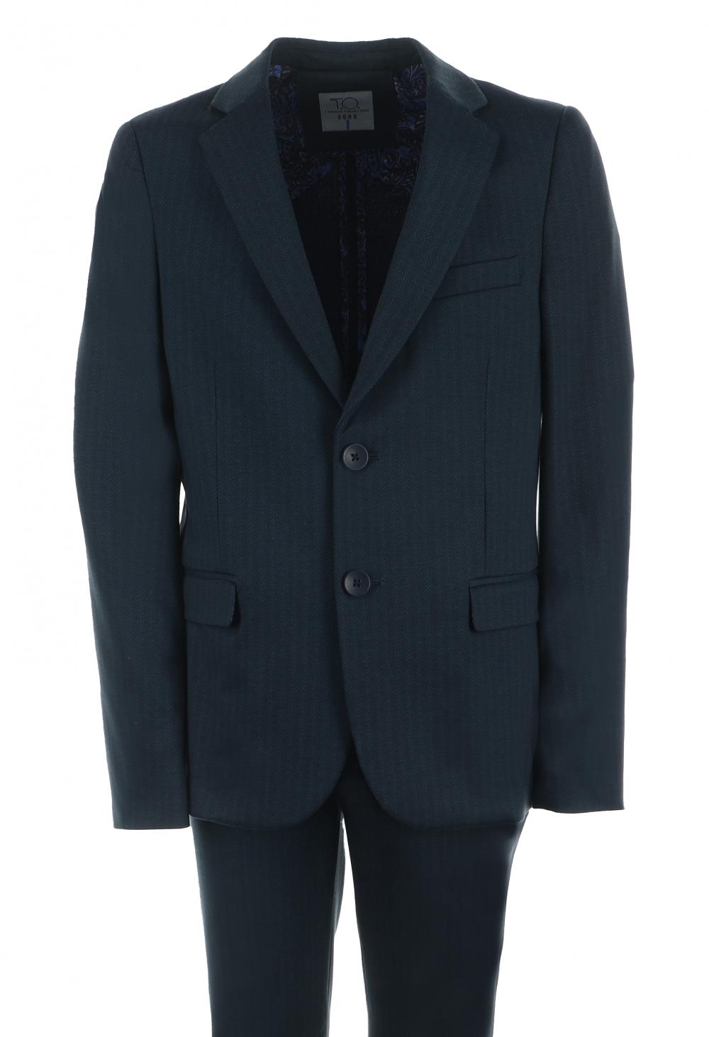 Boy's Fashion SOHO Stretch Suit - Navy Herringbone Pattern – The His Place
